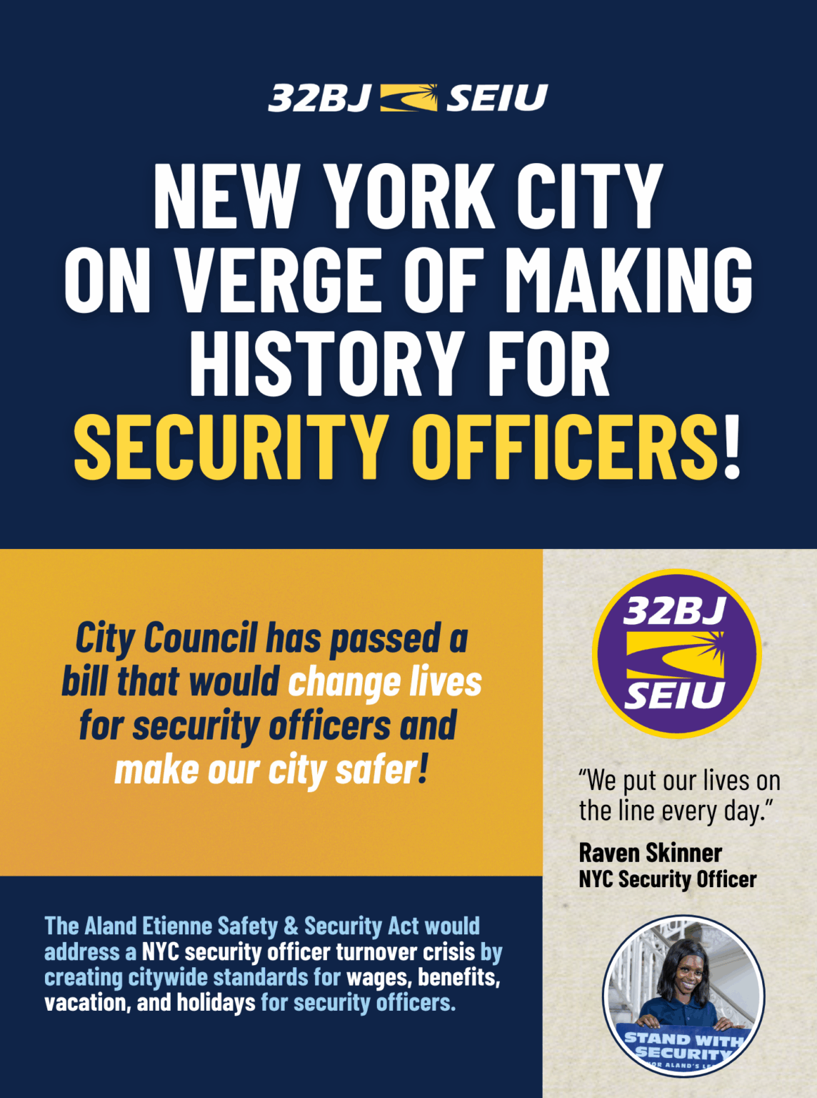 Ley de Seguridad y Protección de Aland – Ciudad de Nueva York – 32BJ SEIU