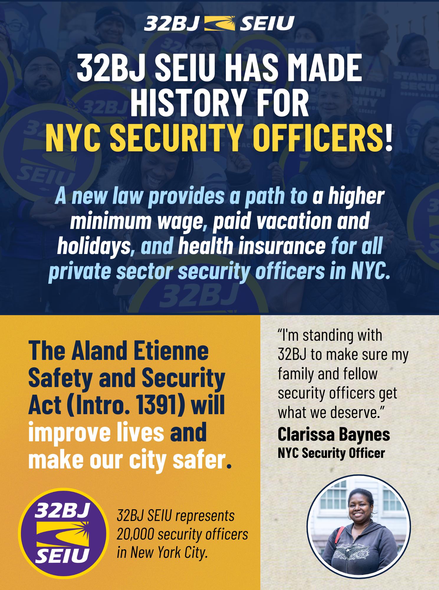 Aland Safety and Security Act – New York City – 32BJ SEIU